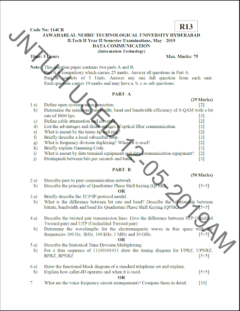 JNTUH B.Tech data communication May - 2019 Question Paper - University ... JNTUH B.Tech data communication May - 2019 Question Paper - University ...